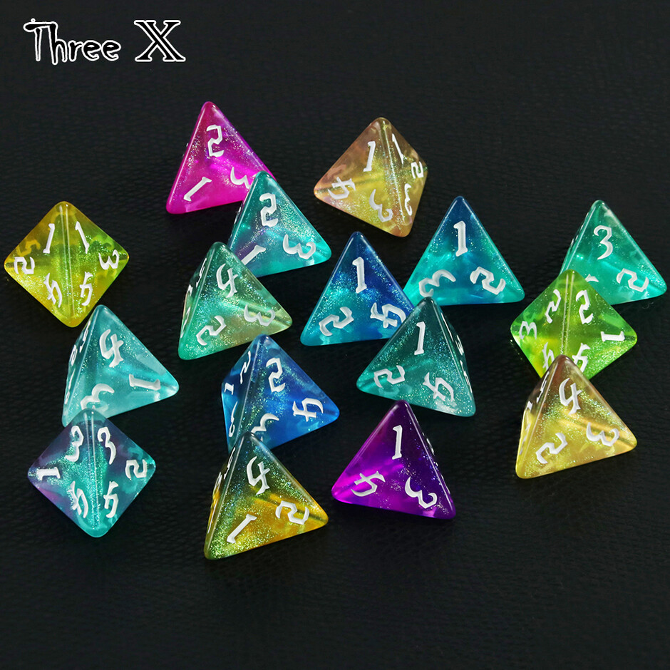 Badu.bg Polyhedral D4 Dice 10 бр. 4-странни двуцветни с блестящи зарове ...