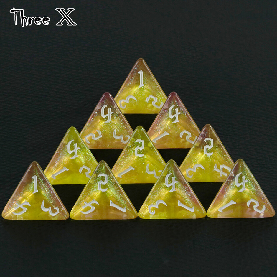 Badu.bg Polyhedral D4 Dice 10 бр. 4-странни двуцветни с блестящи зарове ...