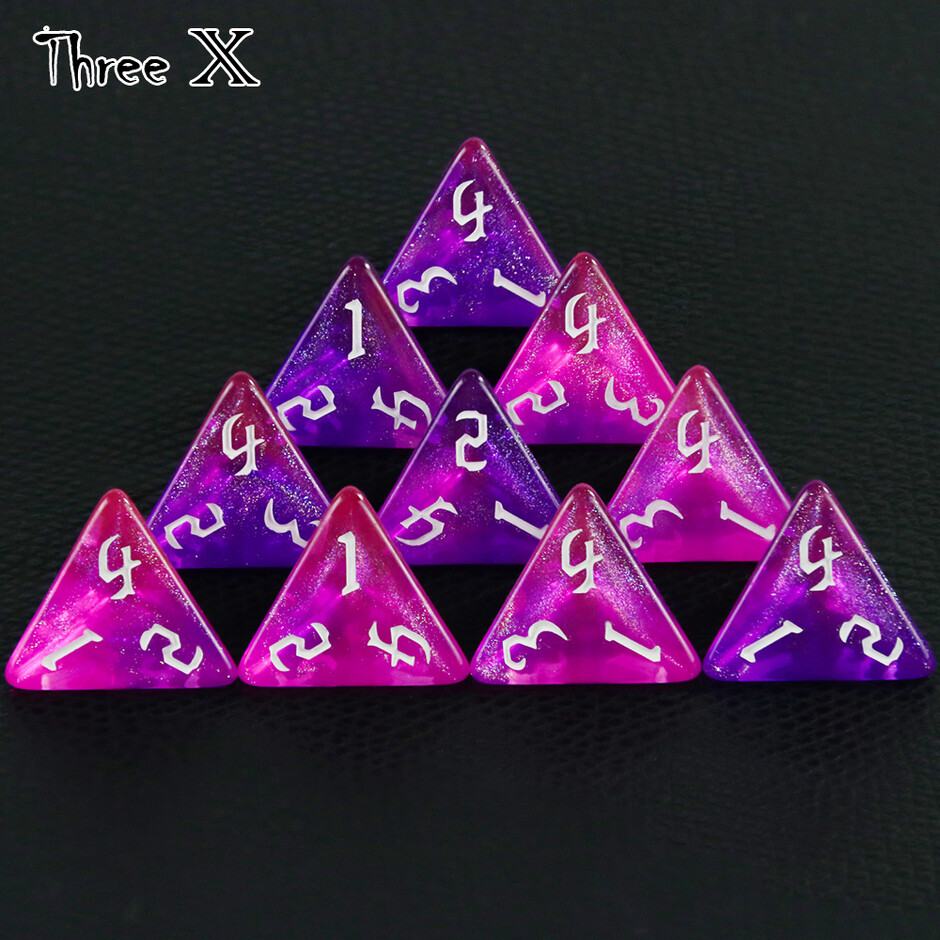Badu.bg Polyhedral D4 Dice 10 бр. 4-странни двуцветни с блестящи зарове ...