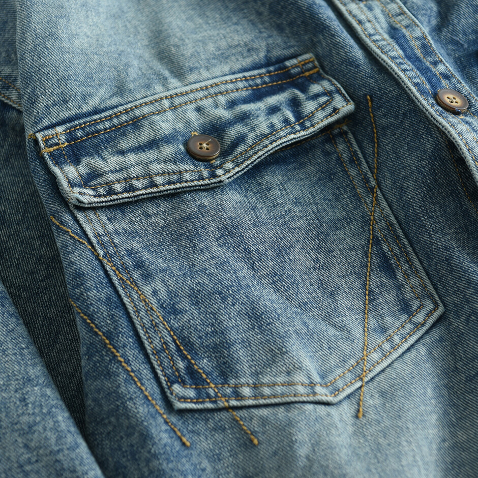 Badu Bg Инструментална носталгична дънкова риза със снежинка за мъже Есенна мъжка ретро яке с