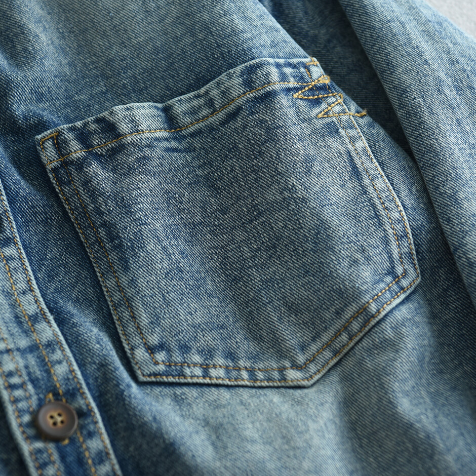 Badu Bg Инструментална носталгична дънкова риза със снежинка за мъже Есенна мъжка ретро яке с