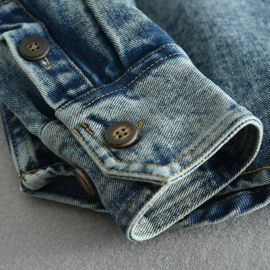 Badu Bg Инструментална носталгична дънкова риза със снежинка за мъже Есенна мъжка ретро яке с