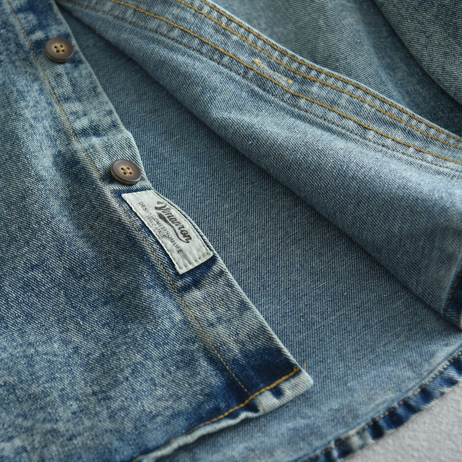 Badu Bg Инструментална носталгична дънкова риза със снежинка за мъже Есенна мъжка ретро яке с